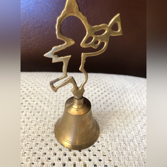 Vintage | Accents | Vintage Brass Silhouette Angel Christmas Bell ...